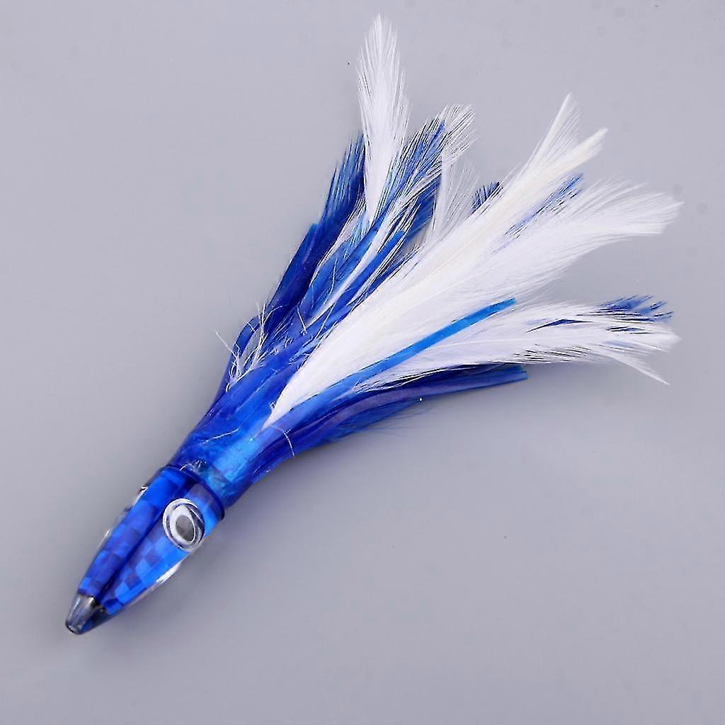 Fishing Lure 14cm 32g Rigged Resin Head Skirted Feather Trolling Marlin ...