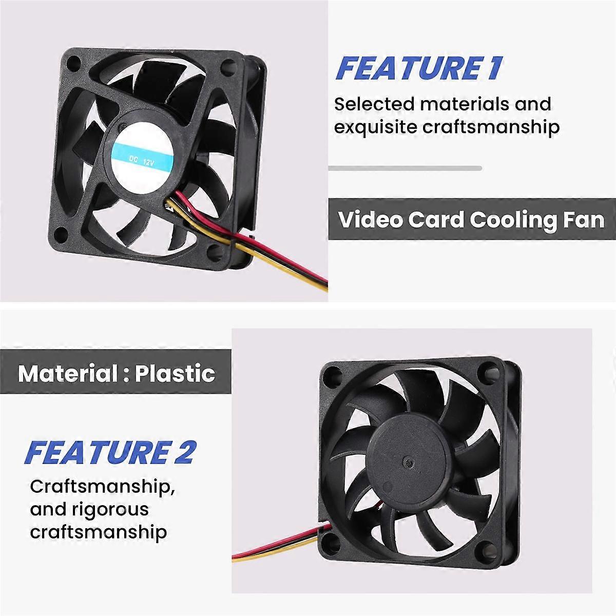60Mm 6Cm DC 12V 3 Pin Computer Case CPU Cooler Cooling Fan Black 2 Pcs | Fruugo UK