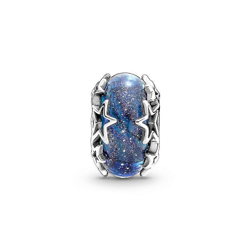 Pandora Sterling Silver Galaxy Blue & Star Murano,Star & Crescent Moon ...