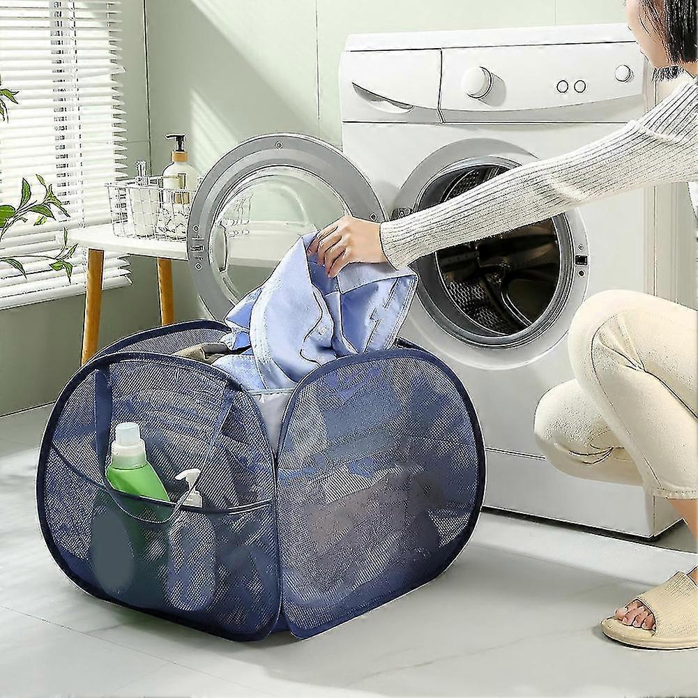 Collapsible Mesh -Up Laundry Hamper with Strong Handles, Opening ...