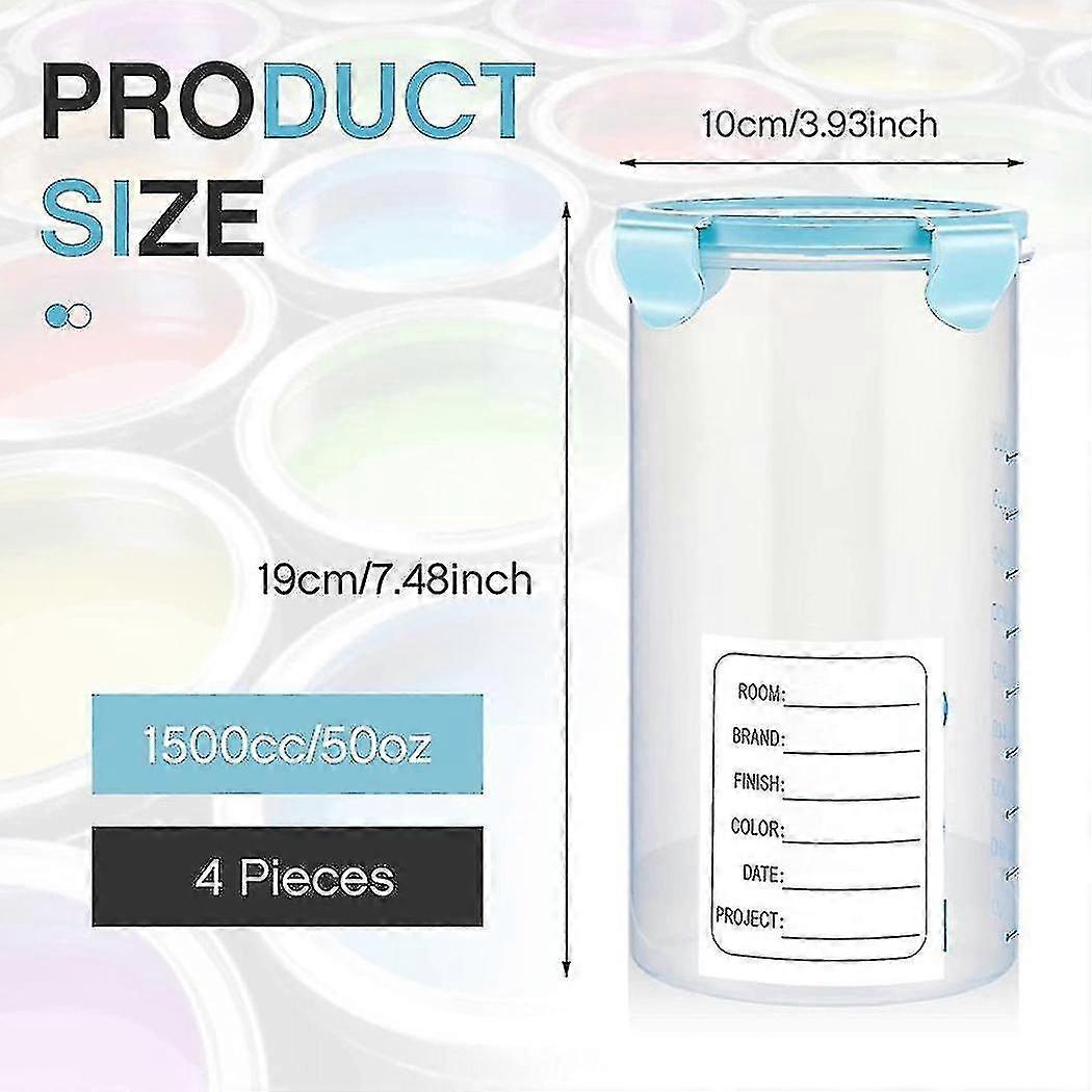 4 Pcs Plastic Paint Containers With 50 Paint Storage Containers For ...