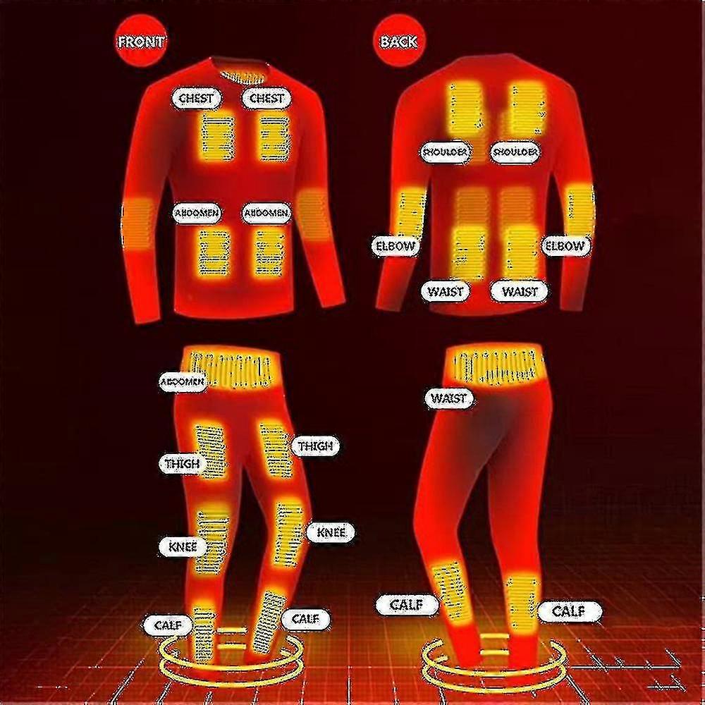 Men"s Heated Underwear Winter Usb Electric Heating Suit Ski Tops Pants ...