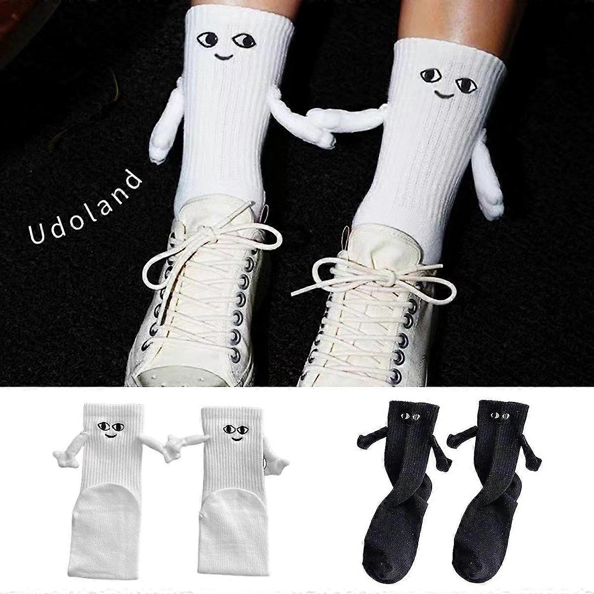 2 Pairs Couple Holding Hands Socks, Magnetic Funny Holding Sock, Hand ...