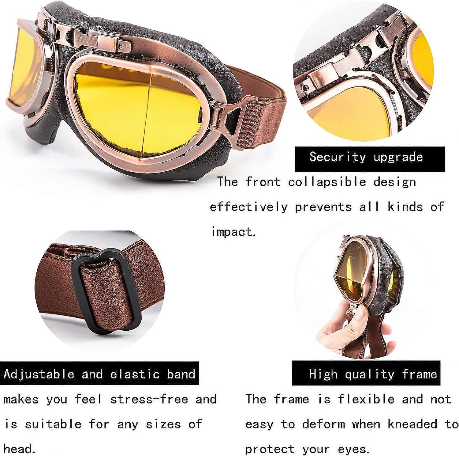 Vintage Goggles Motorcycle Cruiser Scooter Goggle Bike Racer Cruiser ...