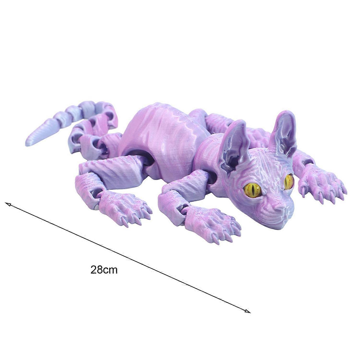 3D Printed Hairless Cat Figurine Movable Joints Sphynx Cat Figure ...