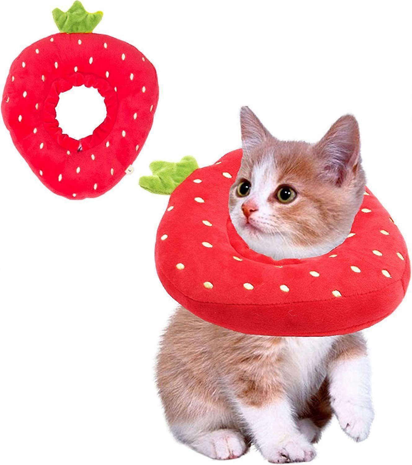 Adjustable Cat Recovery Collar, Cute Strawberry Neck Cone After Surgery ...