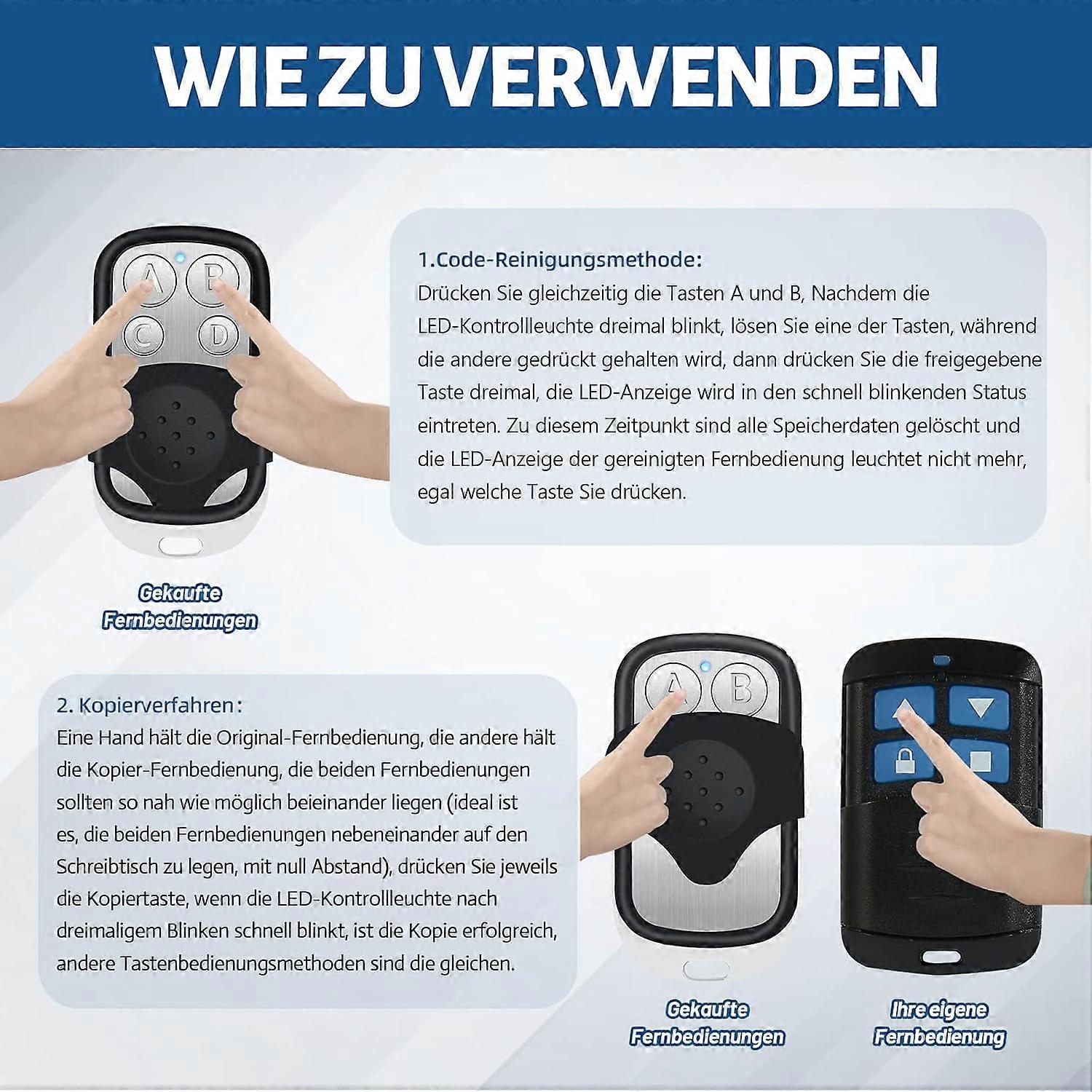 4 Pack Automatic Door Remote Control, 433.92Mhz Frequency, Fixed Code Remote Control, Can Copy ...