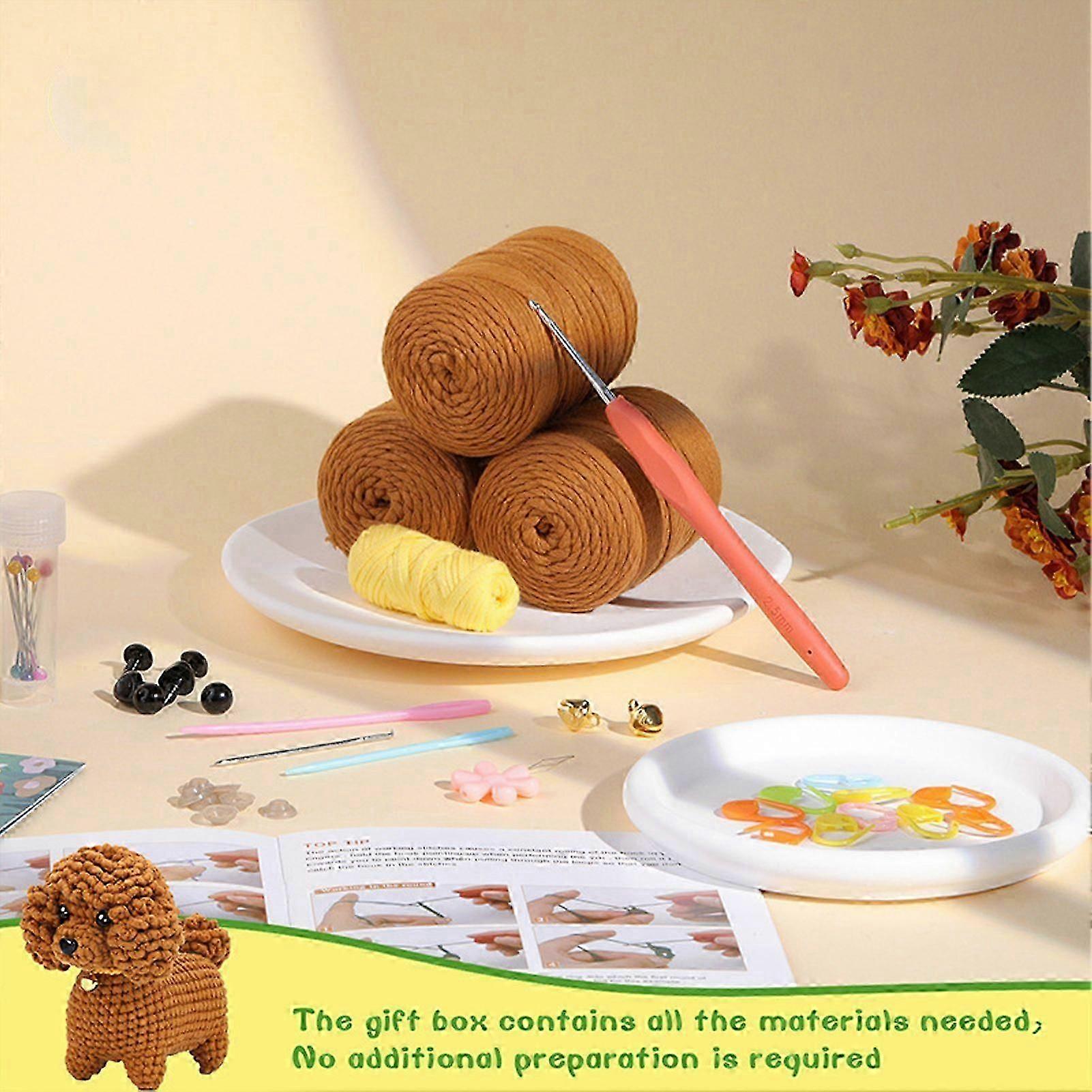 Complete Crochet Animal Kit Step-by-Step Beginner-friendly Easy-Spin Yarn Crochet Set Tutorials ...