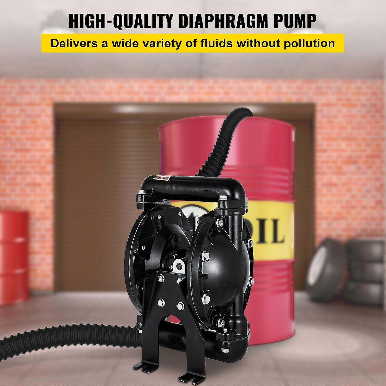 Air-Operated Double Diaphragm Pump 1 inch Inlet Outlet Aluminum 35 GPM Max 120PSI for Industrial ...