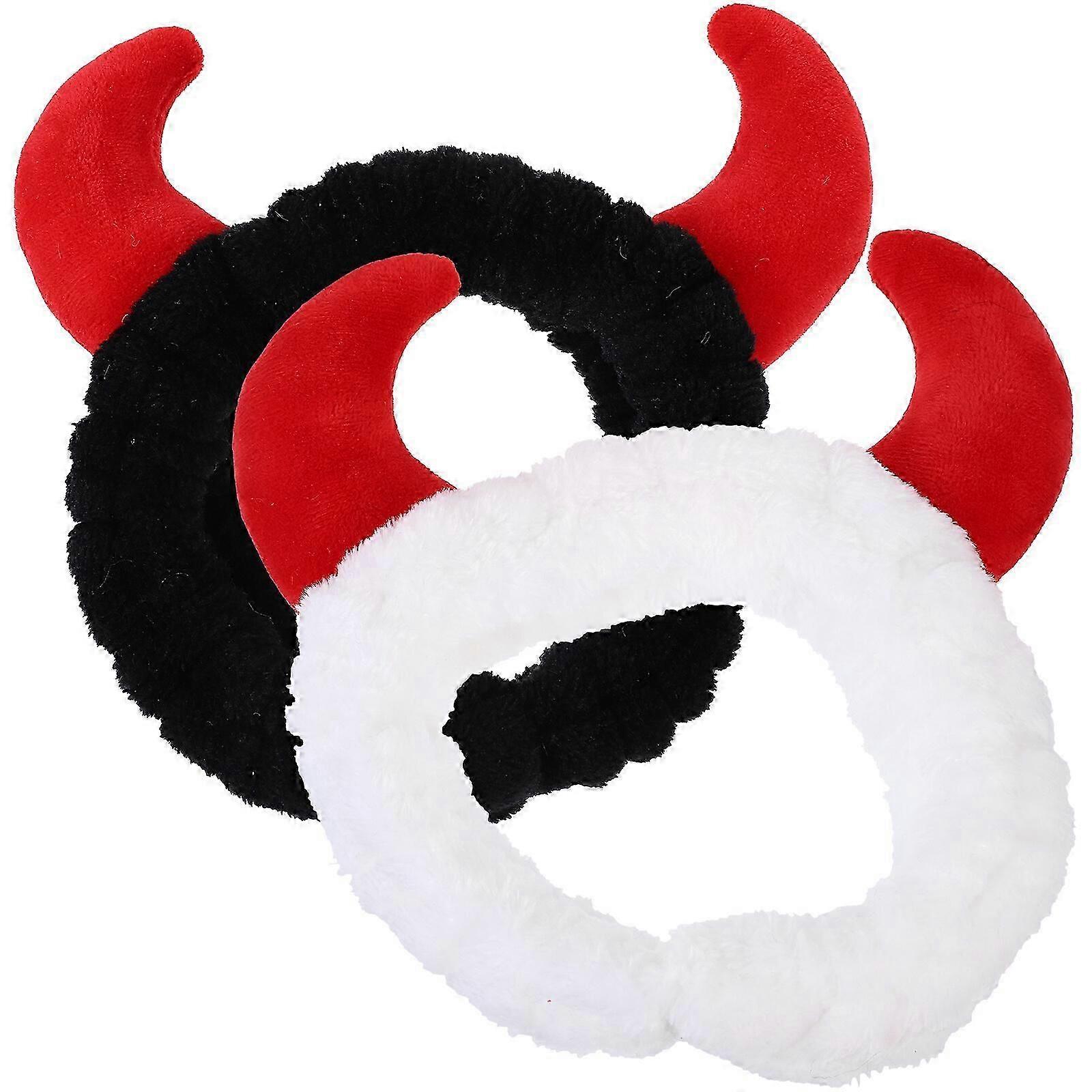 2025 2pcs Face Cleaning Headbands Halloween Party Ox Horn Headbands Spa ...