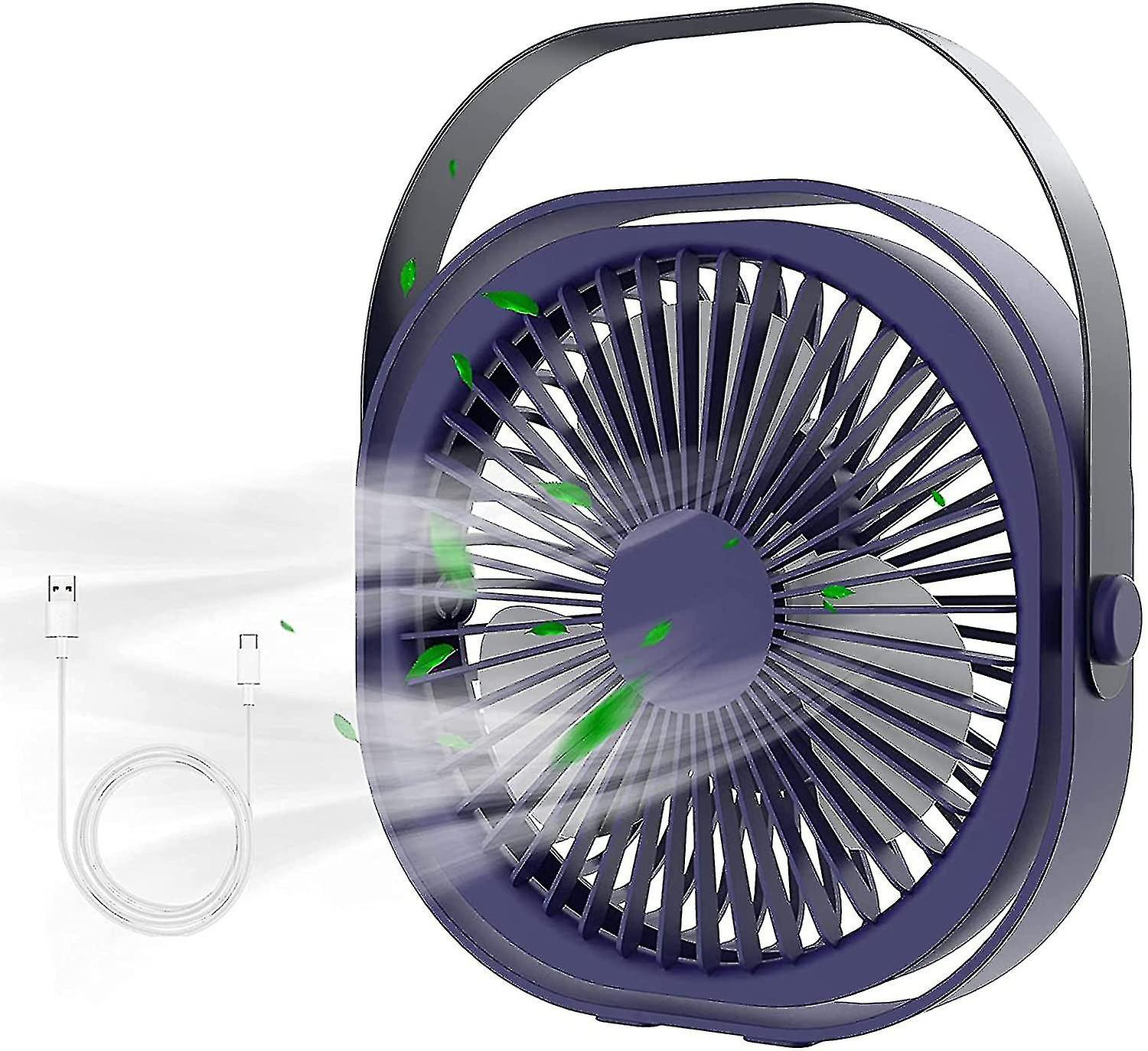 Usb Fan, Portable Usb Desk Fan, 360 Rotation 3-speed Adjustable Quiet ...