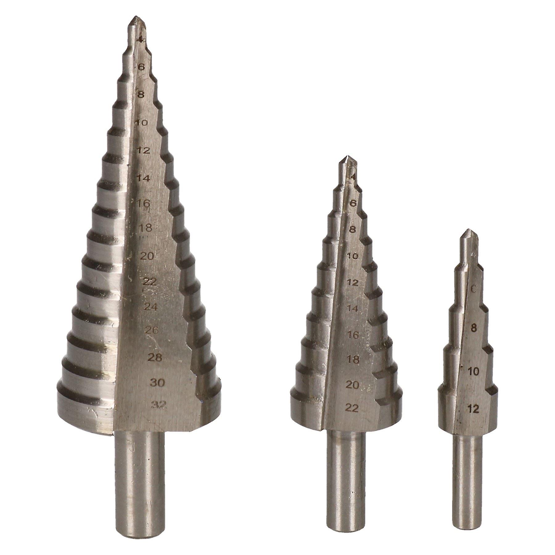 Step drill / cone cutter / drill bits 3pc set / kit 4mm - 32mm AT321 ...