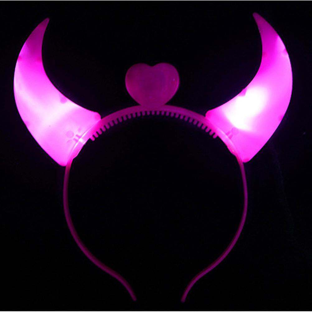LED Light Up Flashing Devil Horns Headband Glowing Devil Horns LED ...