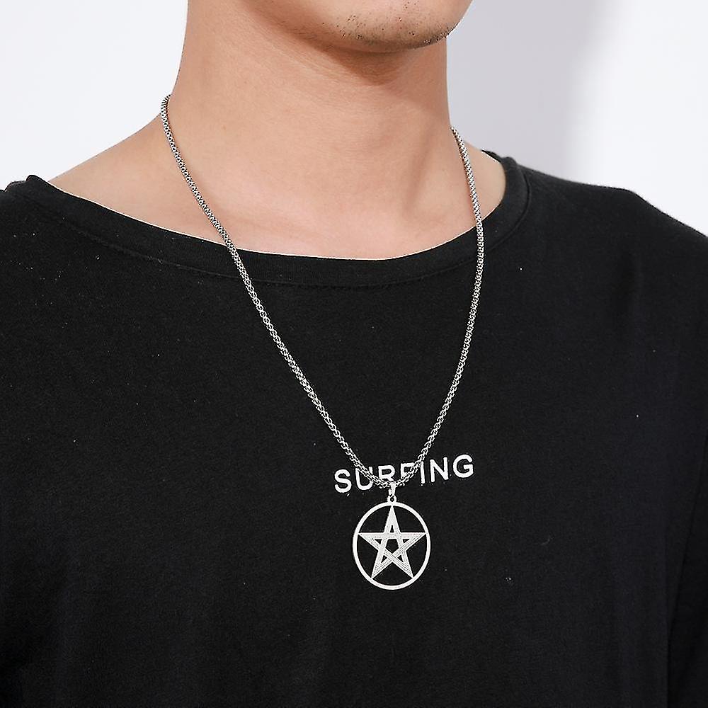 Skyrim Supernatural Pentagram Necklace For Men Stainless Steel Box ...