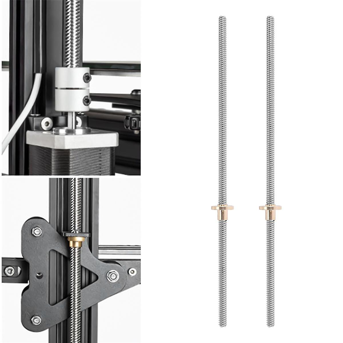 2Pcs 300mm 8mm T8 Threaded Rod Lead Screw with T8 Nut for 3D Printer ...