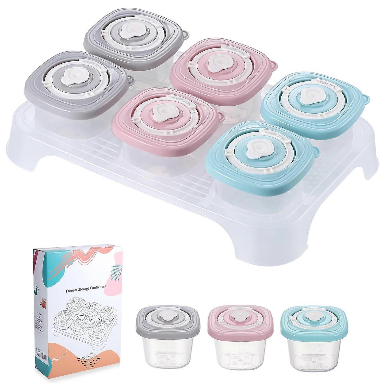 Pack of 6 Baby Porridge Freezing Containers, Leak-proof Complementary ...