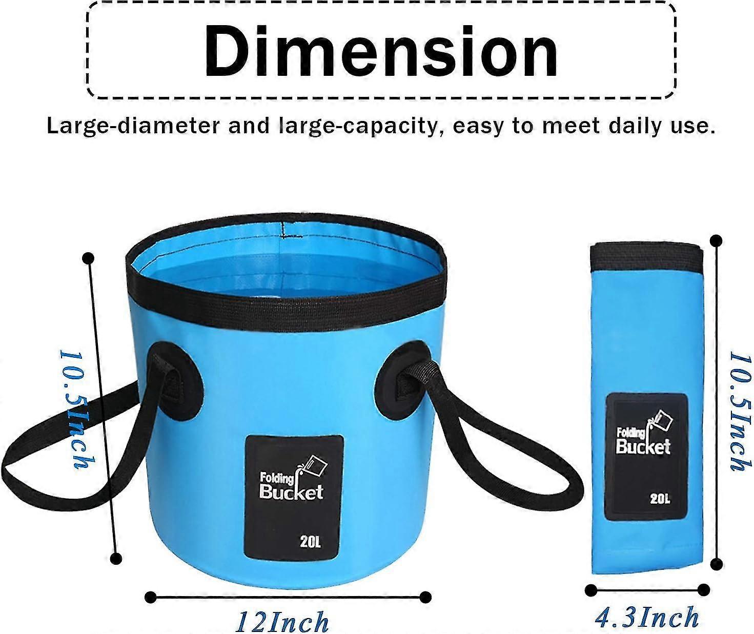 Folding Bucket, 5 Gallon Portable Wash Basin-Water Container Fishing Bucket for Travel Camping ...