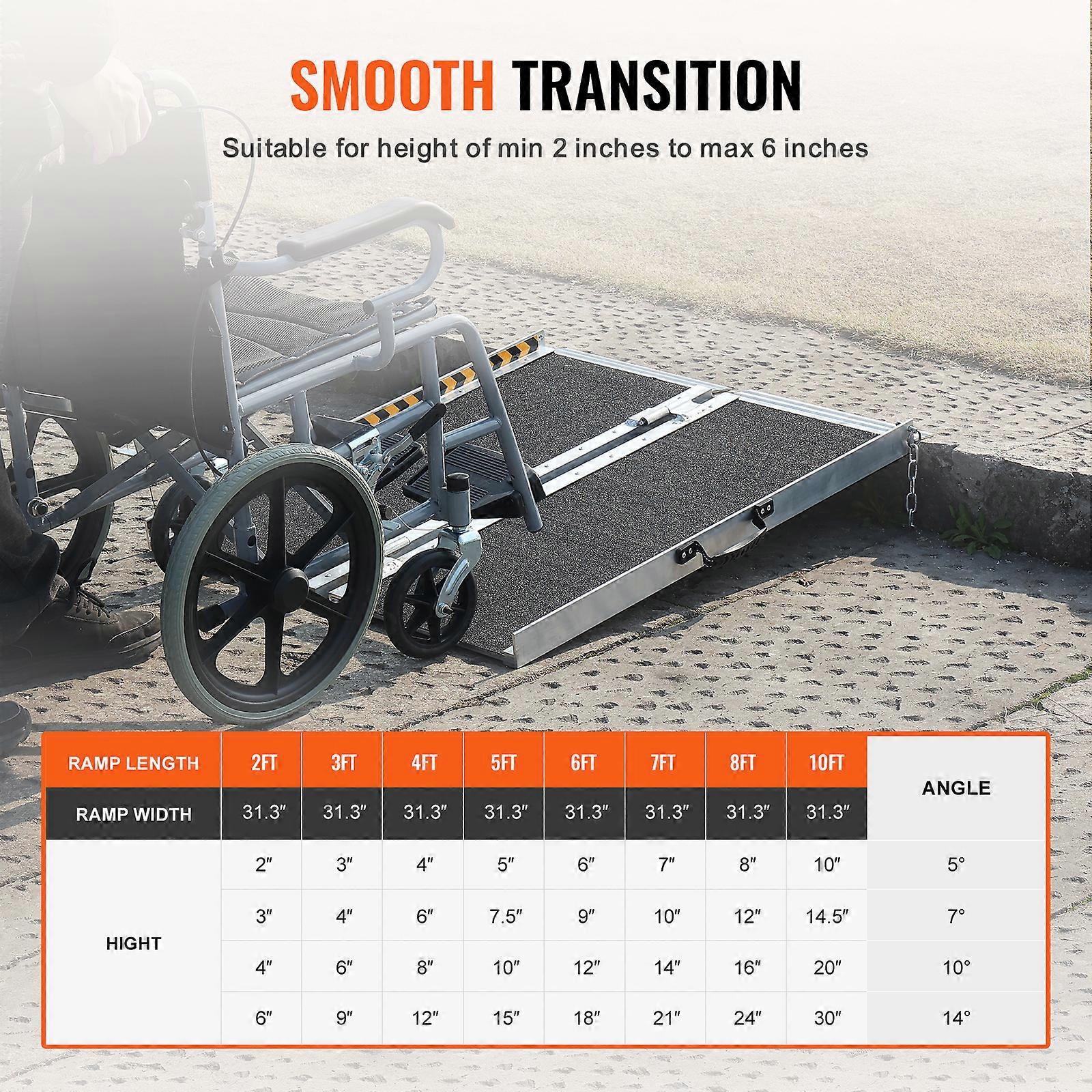 Portable Wheelchair Ramp, 2 ft 800 lbs Capacity, Non-Slip Aluminum ...