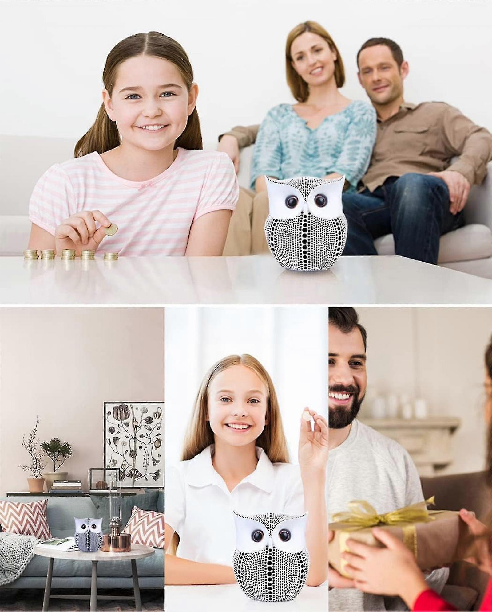 Owl Piggy Bank For Adults Boys Girls Kids Plastic Savings Coin Money ...