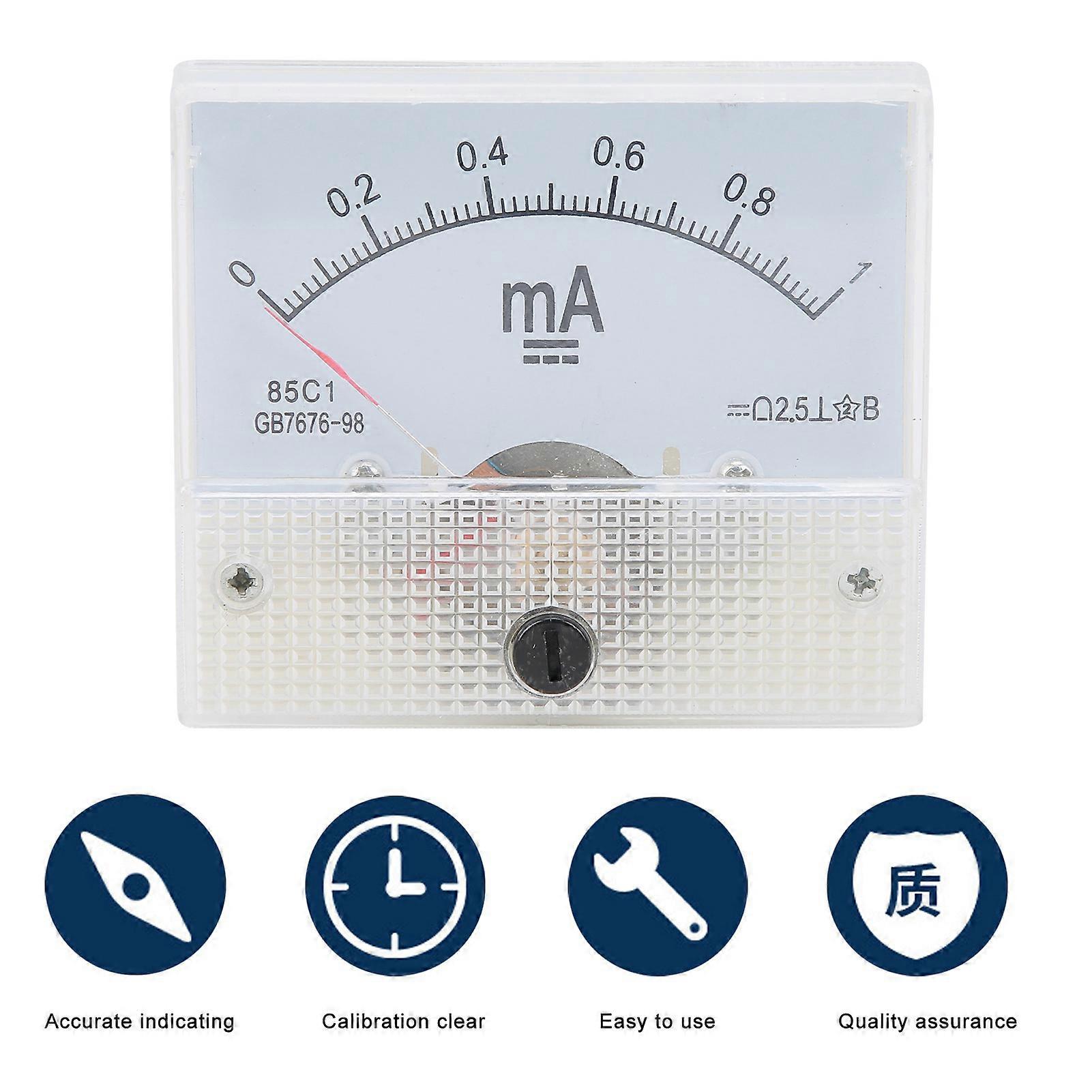 85C1 DC 0~1MA Pointer DC Ammeter Current Measuring Meter Pointer DC ...