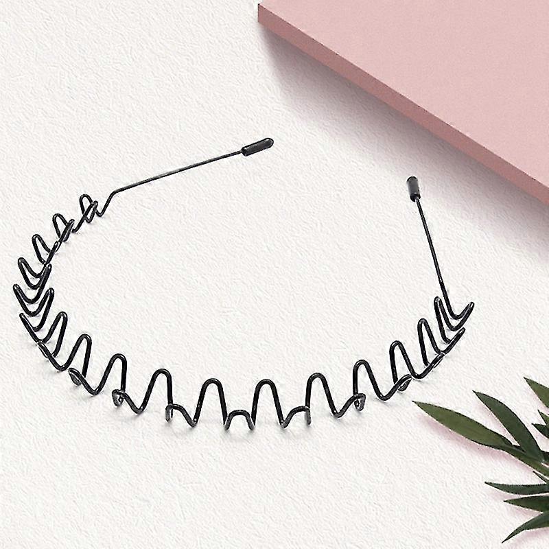 Metal Hair Bands, Spring Wavy Hair Hoop Unisex Black Wavy Headband ...