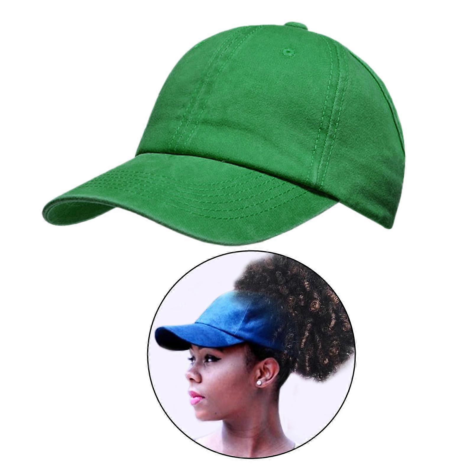 Women Backless Ponytail Hat Baseball Cap High Messy Bun Caps Green ...