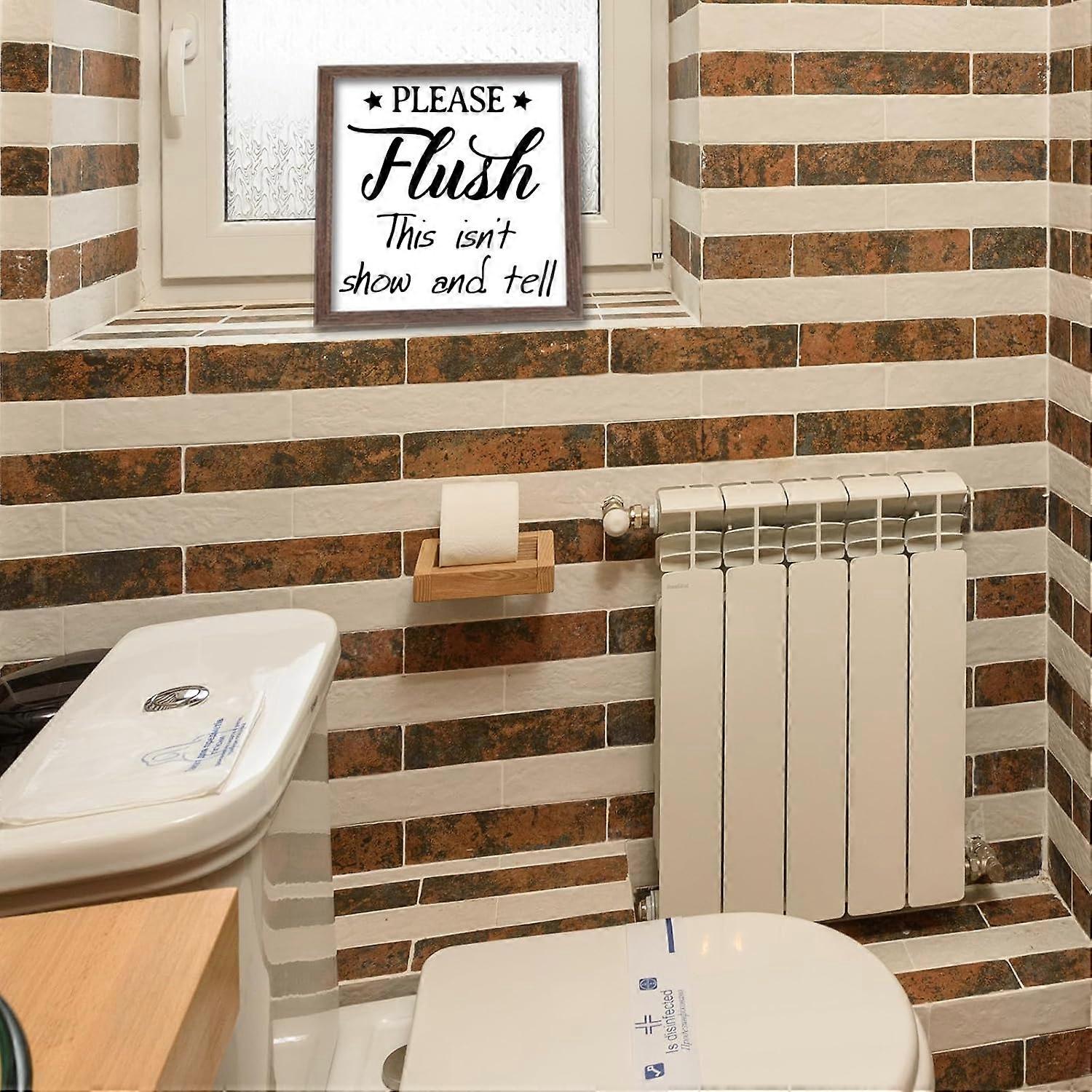 Please Flush This Isn't Show and Tell Wood Sign with Acrylic Layer 7x7 ...