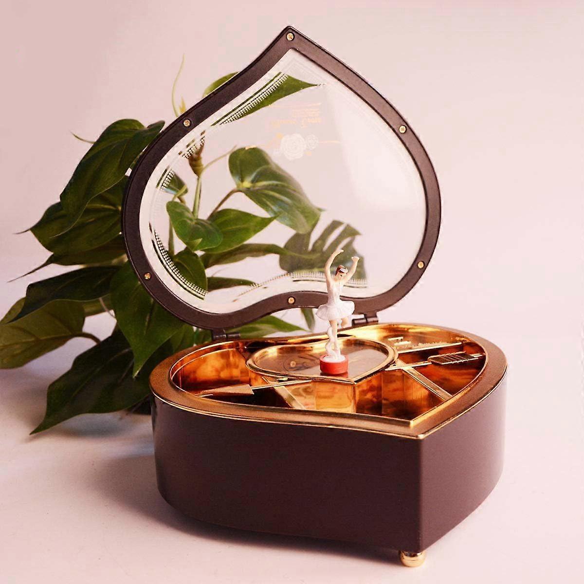 Music Box with Beautiful Dancing Ballerina - Heart-shaped Vintage Style ...