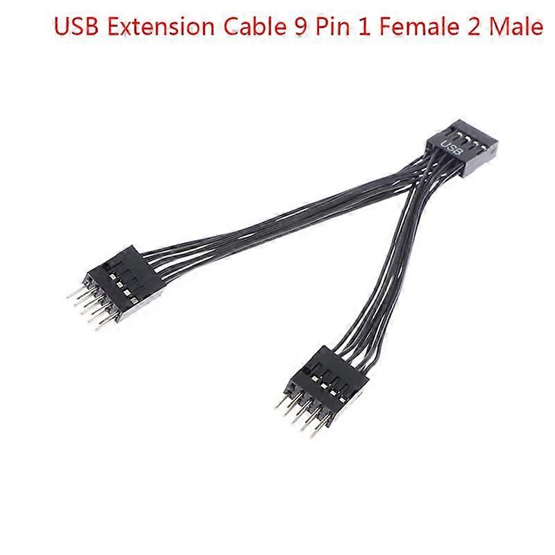 2Pcs Computer Motherboard USB Extension Cable 9 Pin 1 Female to 2 Male ...