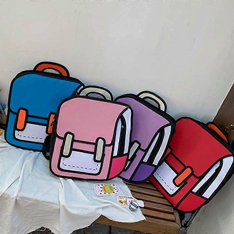 Creative Women 2D Drawing Backpack Cartoon School Bag Comic Bookbag for ...