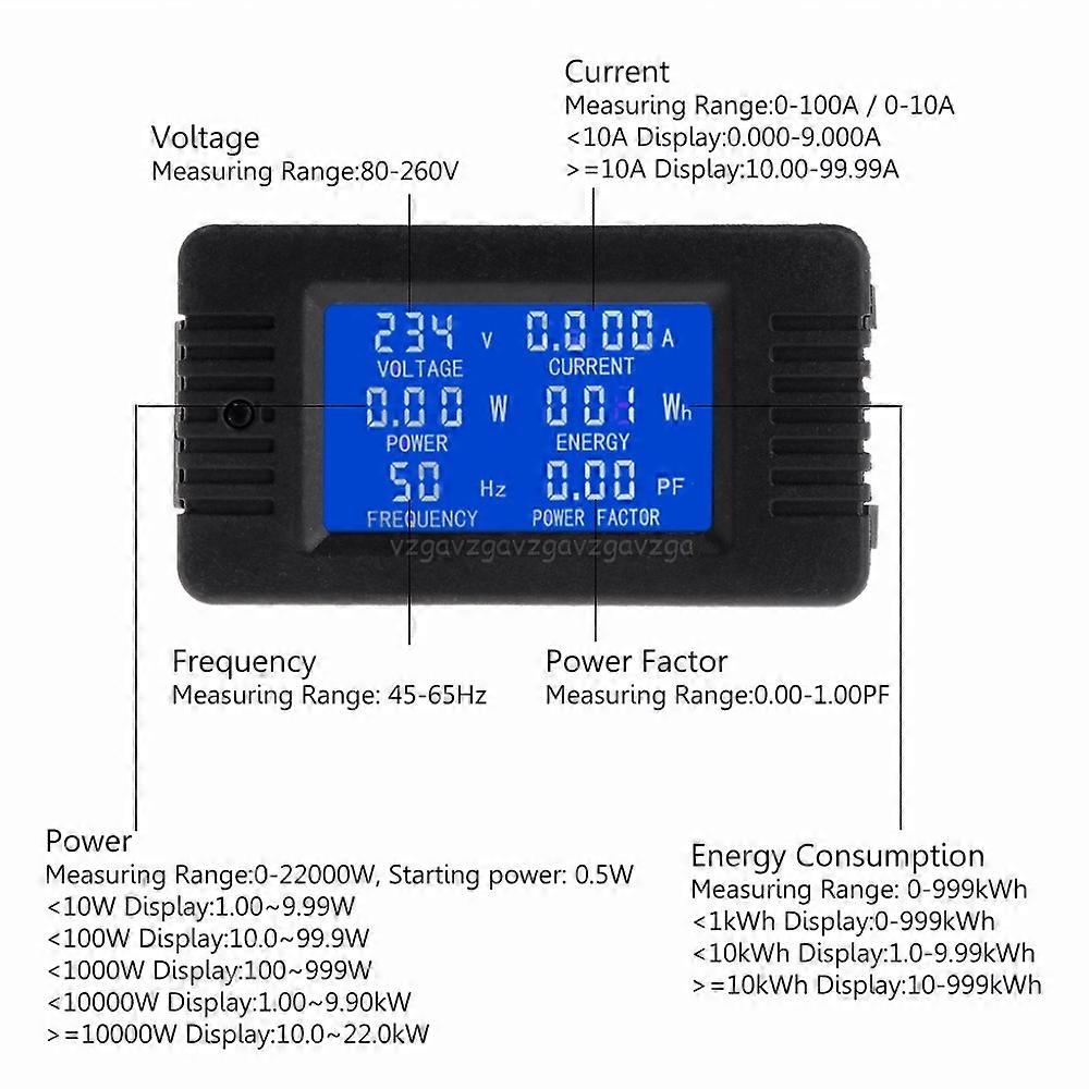 6 IN 1 Digital AC 20A 100A Voltage Energy Meter Voltmeter Ammeter Power ...