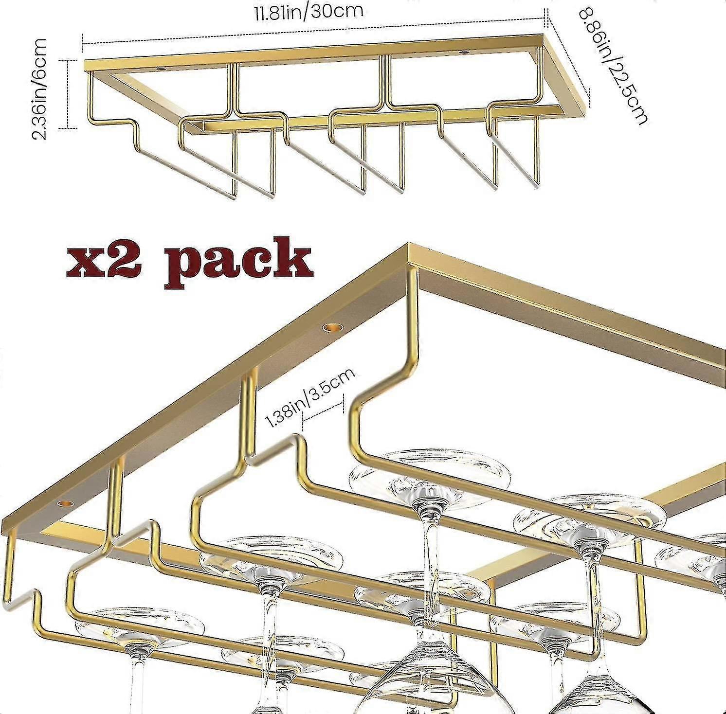 Wine Glass Rack, [2-pack] Wine Glass Hanger Rack Er Cabinet Stemware ...