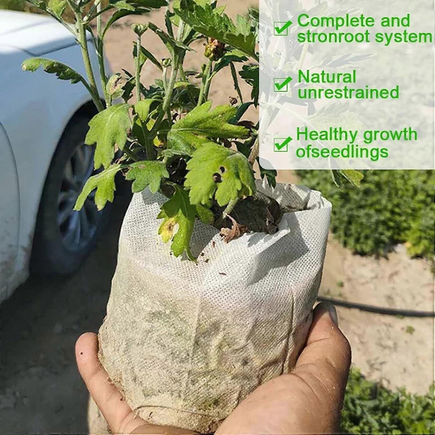 100pcs Biodegradable Nursery Plant Grow Bags, Non-Woven Fabric Seedling ...