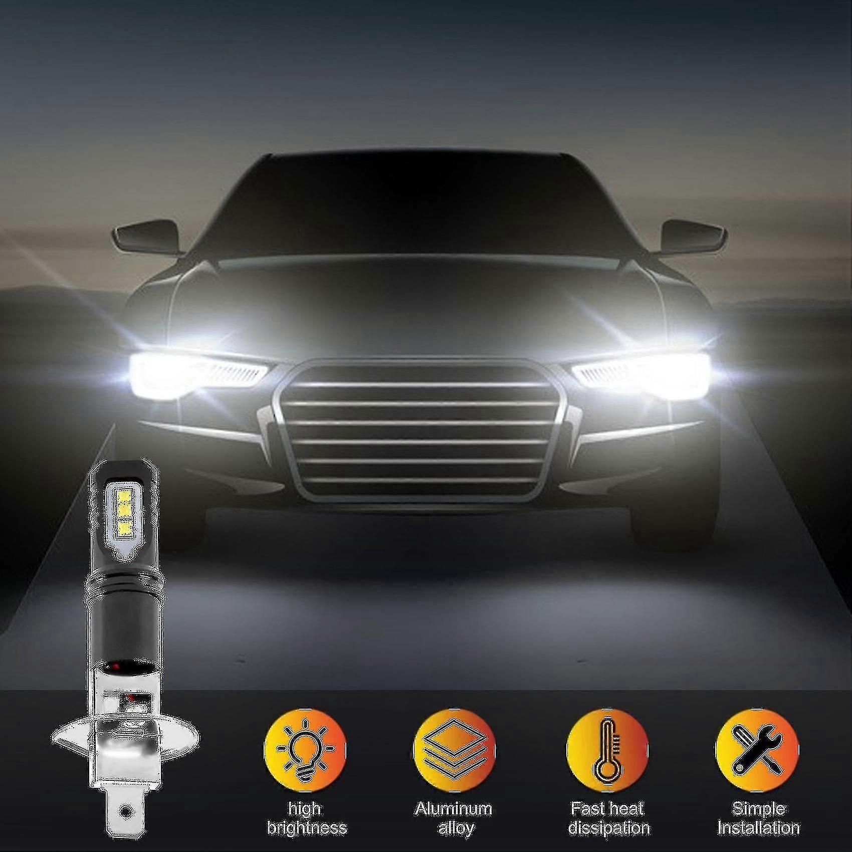 2x H1 6000k Super White 6000lm Drl Led Headlight Bulb Kit High-beam New ...