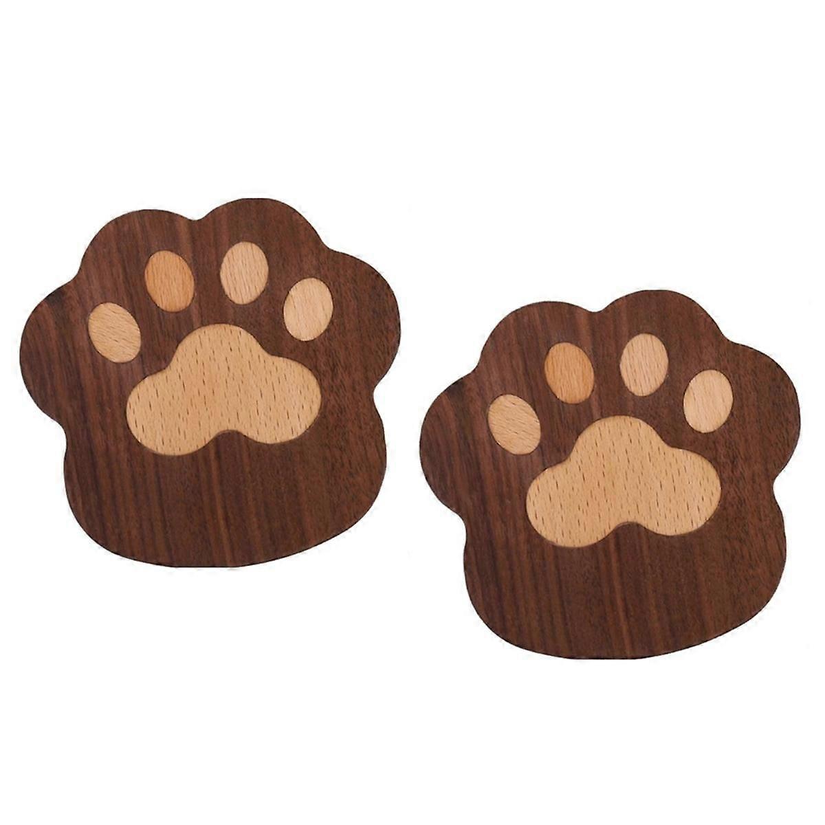 Drink Wooden Coasters Absorbent Animal Cat Claw Cup Mats Water ...