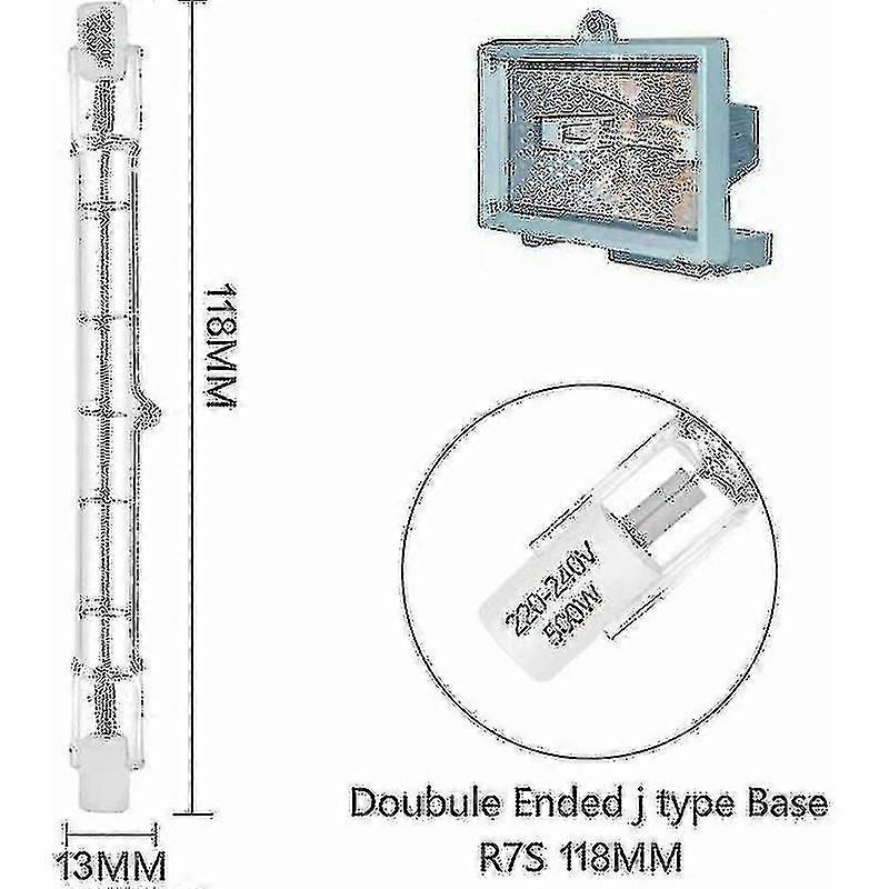 Pack Of 10 R7s Halogen Bulb 118mm 230w 230v, R7s Halogen Rod 118mm ...