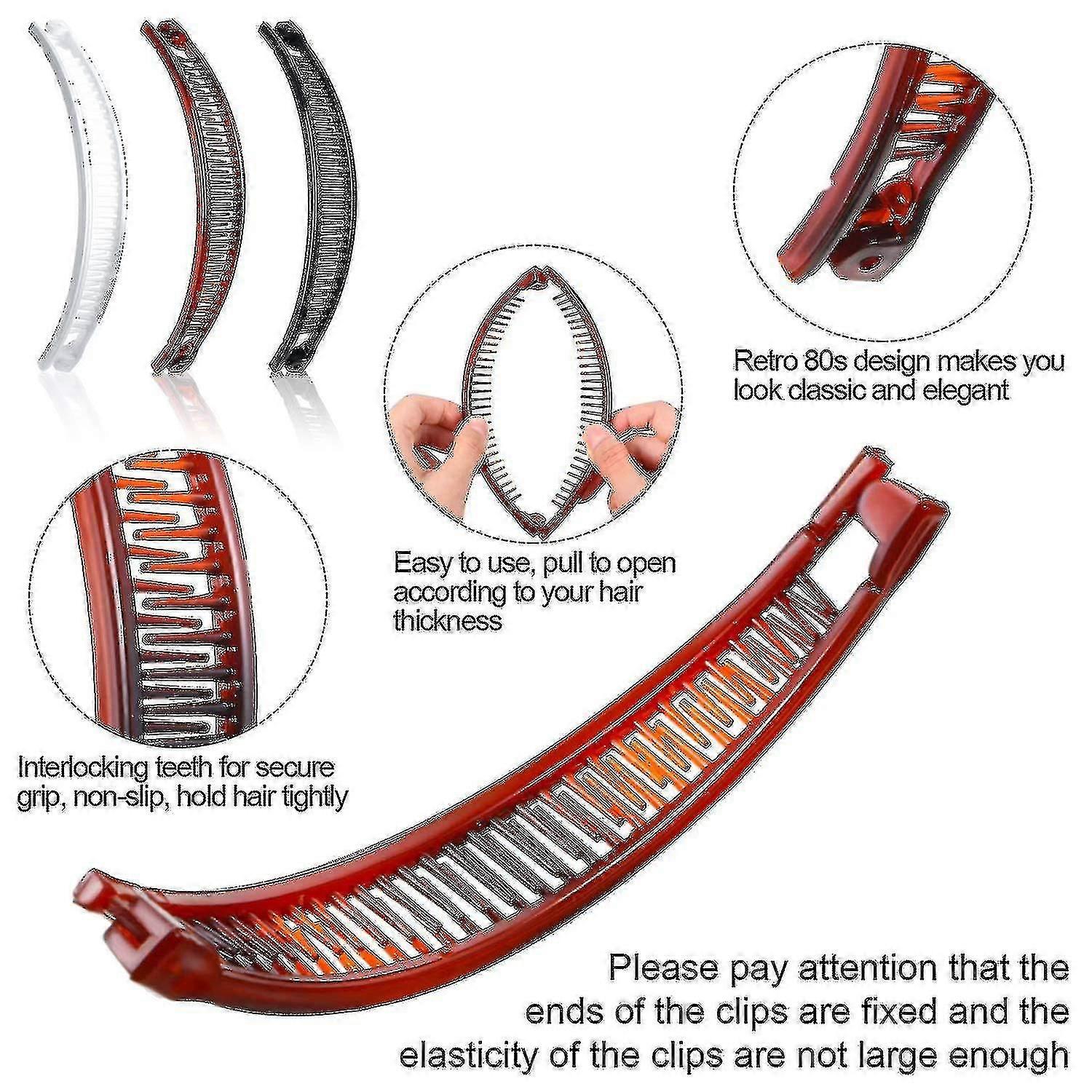 6pack Open Combs Banana Combs Banana Clips Grip Combs Fish Hair - q34 ...