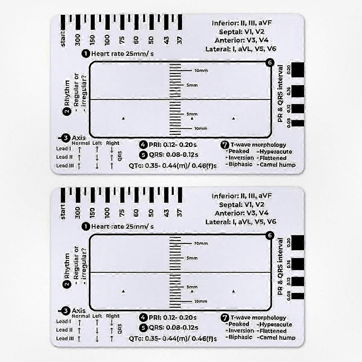 2pcs ECG 7 Step Measuring Guide, ECG Interpretation Tool for Medical ...