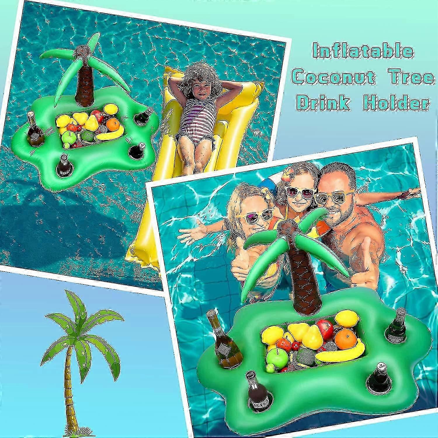 Inflatable Coconut Tree Drink Holder Green Portable Floating Beverage ...