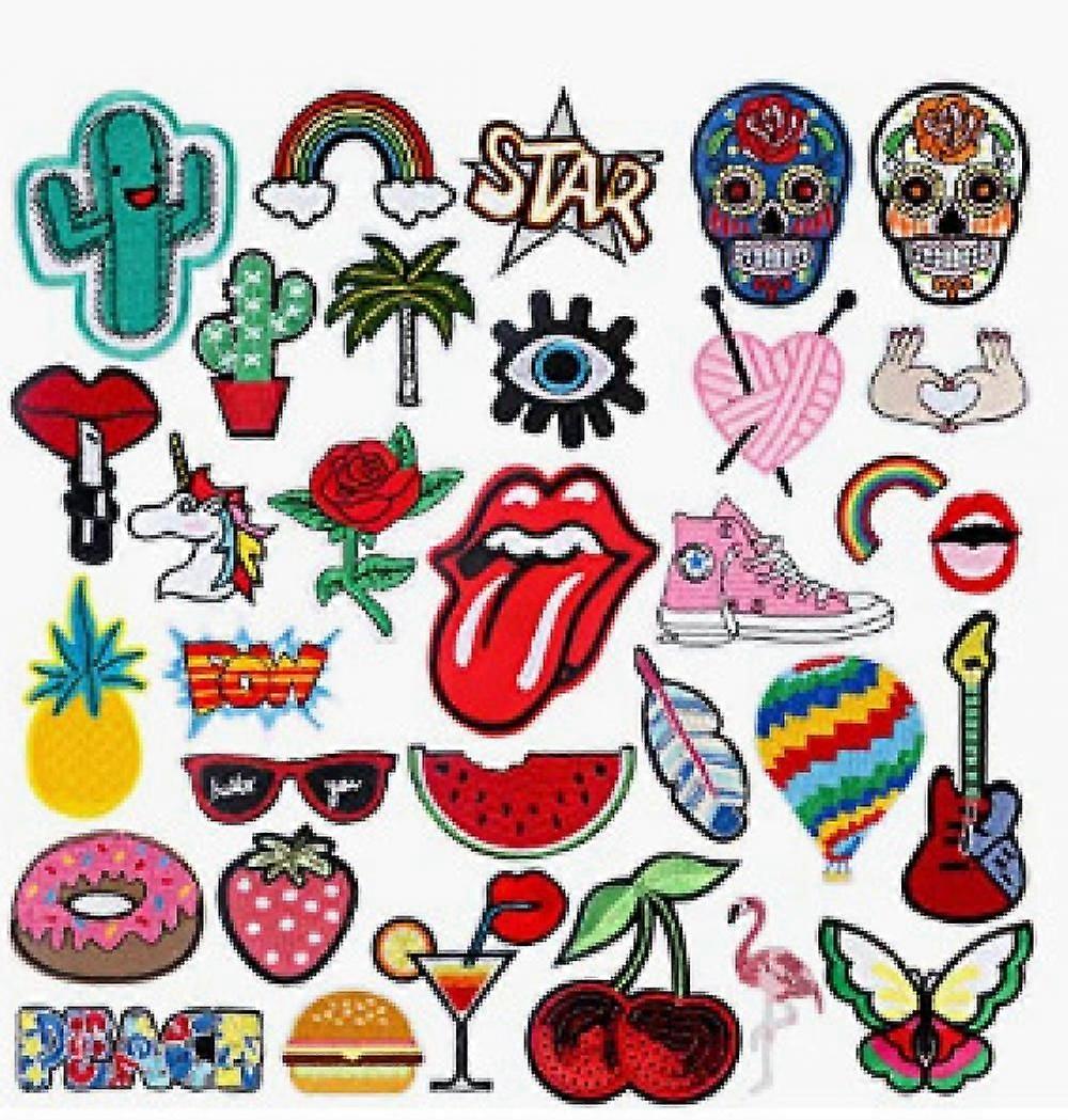 32PCS Embroidered Cartoon Iron On Patches,Cute Iron On Patch Applique ...