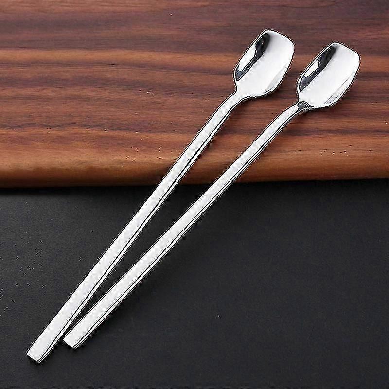 Stainless Steel Coffee Spoons, Square Dessert Spoons Long Handle Table ...