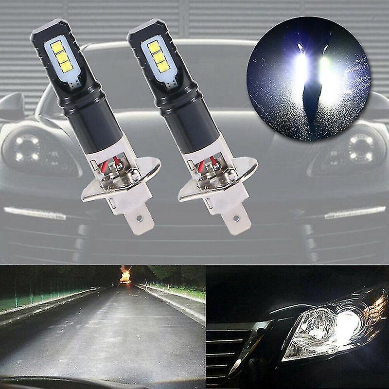 2x H1 6000k Super Bright White 6000lm Drl Led Headlight Bulb Kit High ...