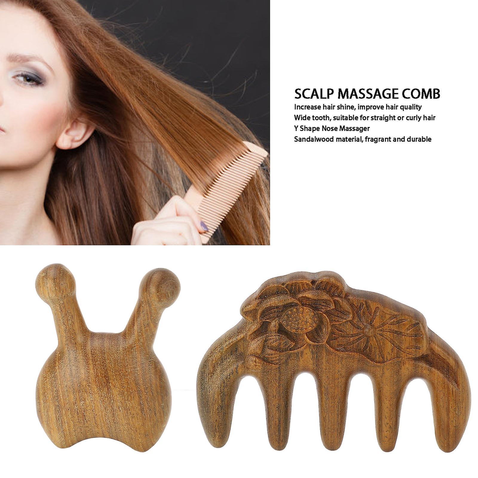 Massage Hair Comb Head Scalp Meridian Comb Y Shape Wooden Nose Scraper ...