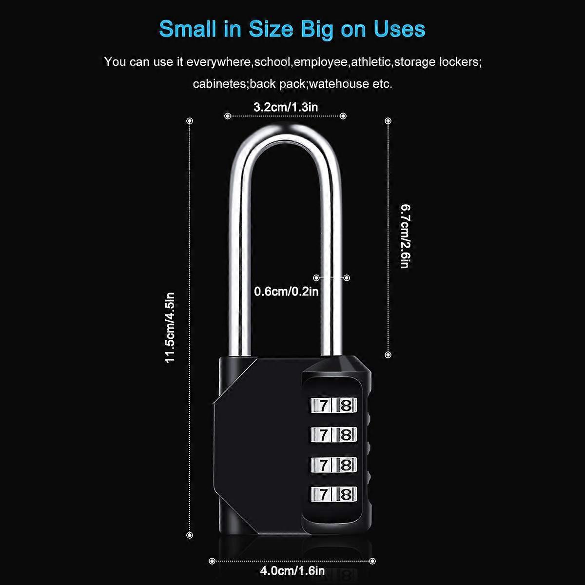 6.7cm Long Combination Padlock, Waterproof 4-Digit Combination Lock ...