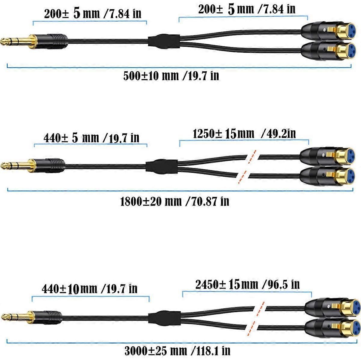 Dual Female XLR to 1/4 Inch TRS Stereo Male Plug Y-Splitter Cable 2-XLR ...