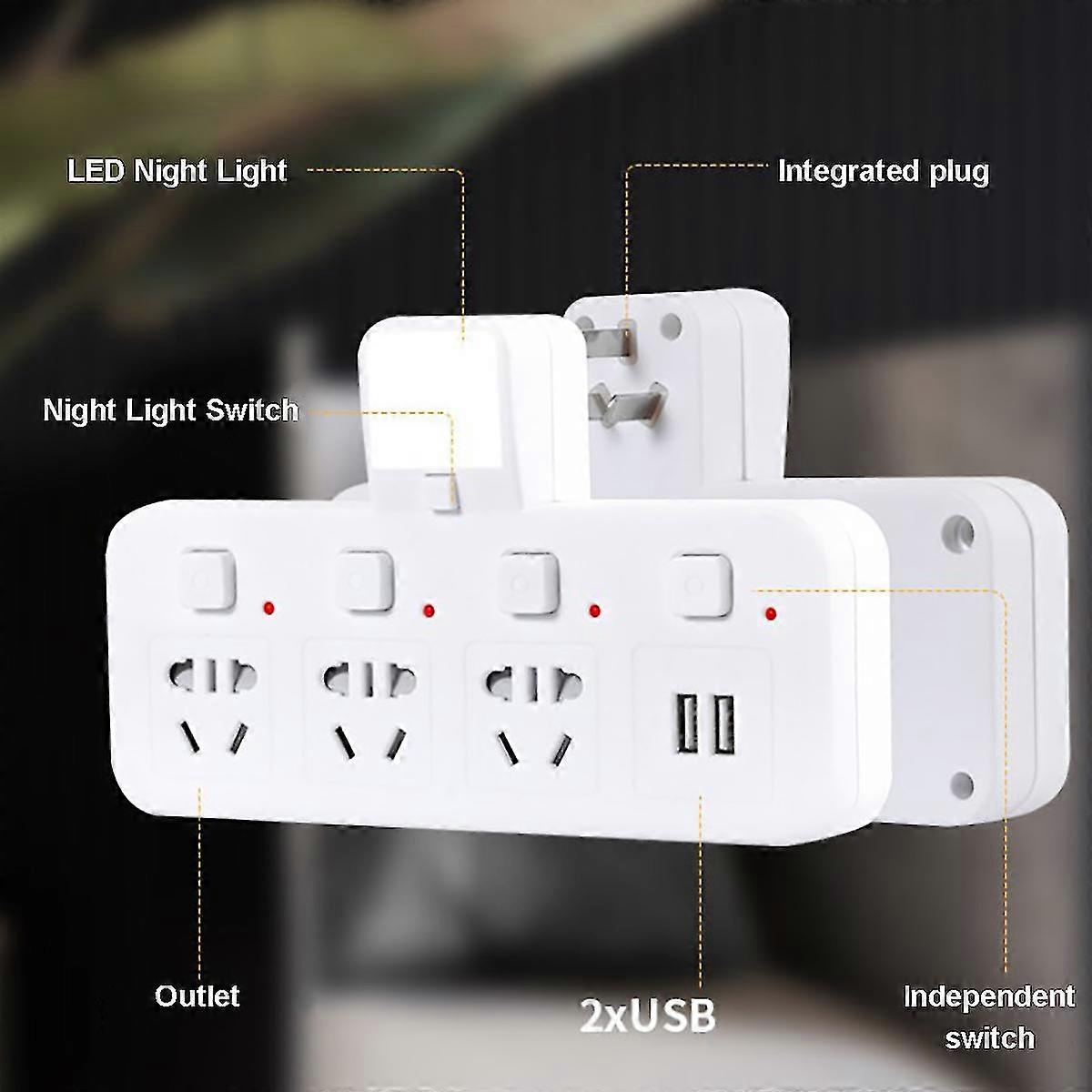 4-way Plug Extension Household Multi-function Socket Usb Multi-plug Wall Socket Extension With ...