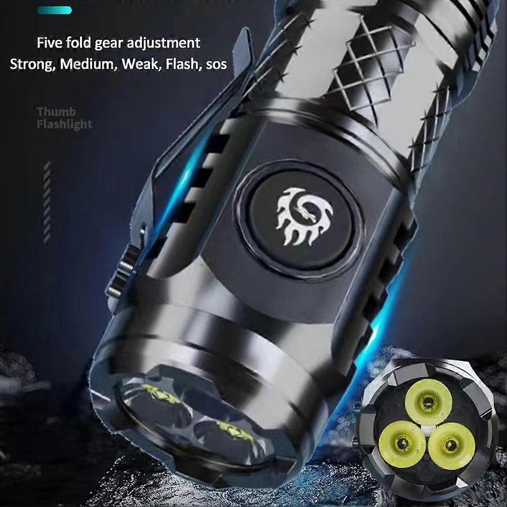 Three-Eyed Mini Flashlight Flash Super Power Waterproof Outdoor Travel ...