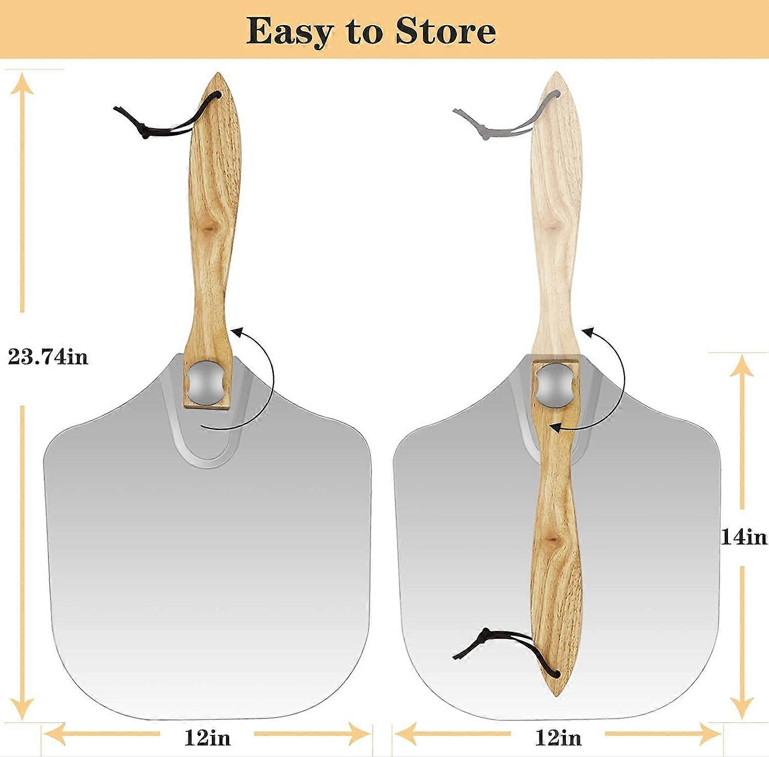 Pizza Peel Aluminum Metal Pizza Paddle with Foldable Wood Handle Easy ...