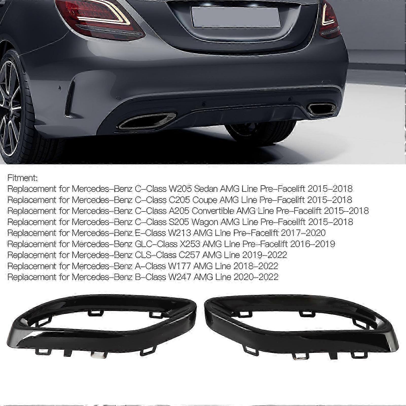 Gloss Black Exhaust Tip Cover Trims Replacement for Mercedes?Benz A B C ...
