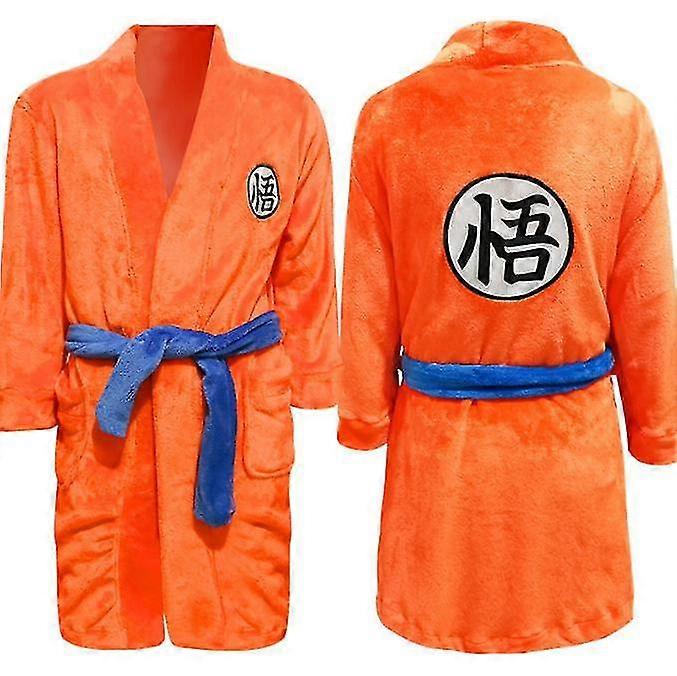Adults Flannel Bathrobe Son Goku Sleepwear Robe Pajamas Halloween ...
